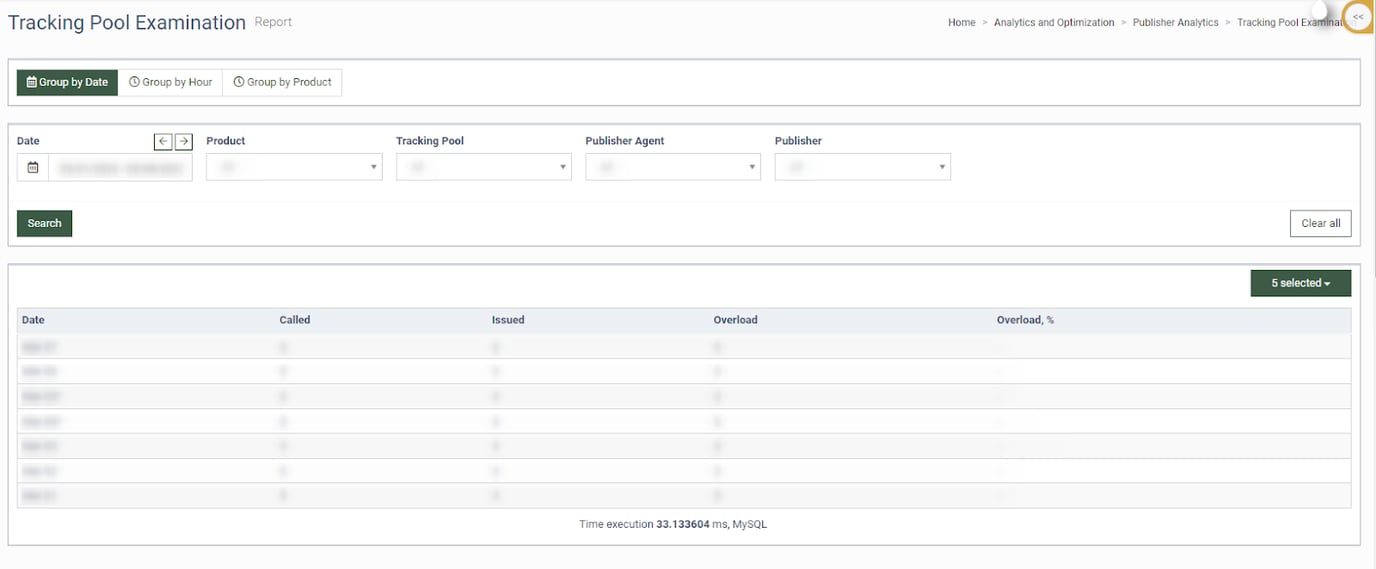 Tracking Pool Examination