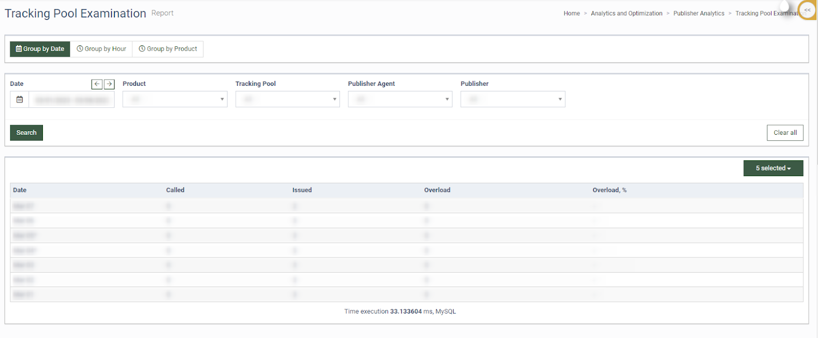 Tracking Pool Examination